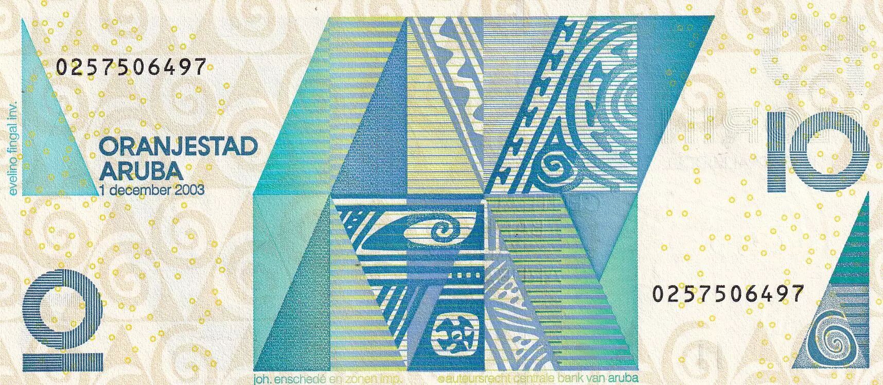 Banknote Aruba 10 Florin - Shell - Aruban art - 2003 - P.16
