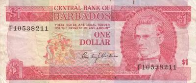 Banknote Barbados 1 Dollar - Samuel Jackman Prescod - Bridge - 1973 ...