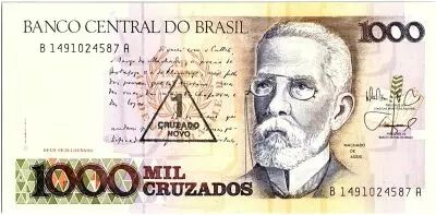 Banknote Brazil 1 Cruzado Novo on 1000 Cruzados - Machado de Assis - 1989