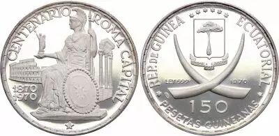 Coin Equatorial Guinea 150 Pesetas - Centenary of Rome Capital - 1870 ...