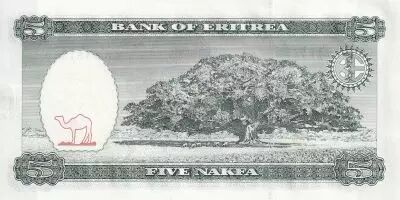 Banknote Eritrea 5 Nakfa - Three - Jacaranda - 1997 - Serial AB - P.2