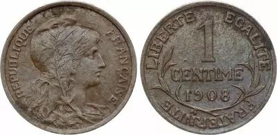 Coin France 1 centime Dupuis - Third Republic - 1908