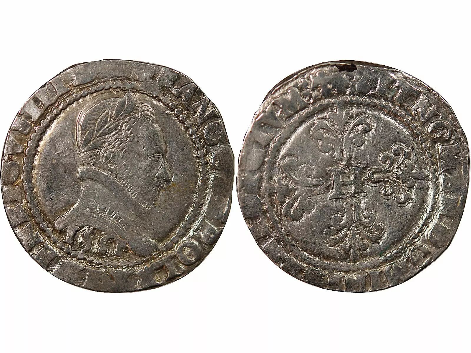 Coin France HENRI III - FRANC WITH FLAT COLLAR 1581 L BAYONNE