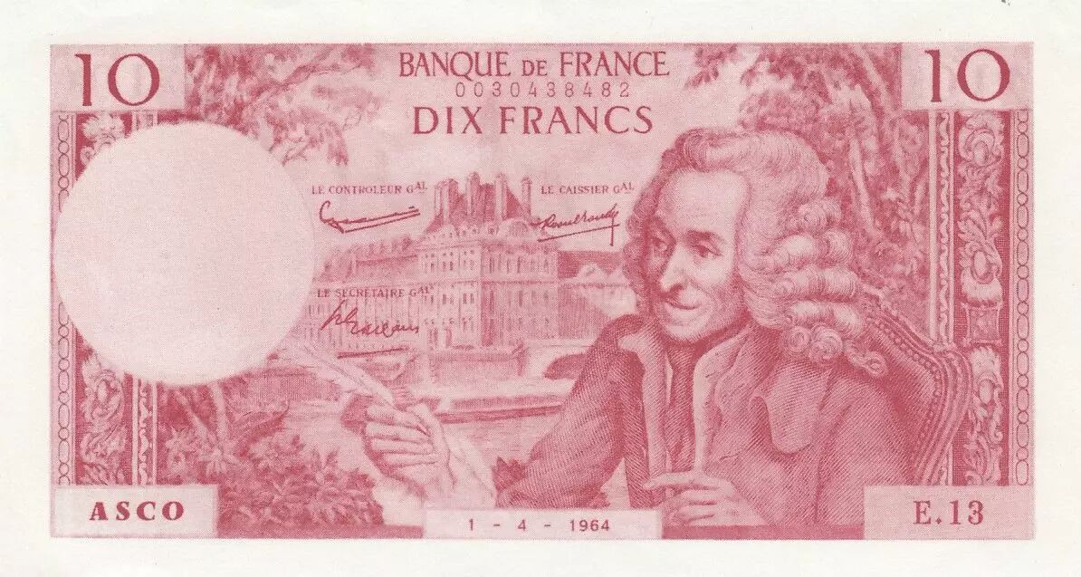 Banknote France 10 Francs - Voltaire - School Note - 1964