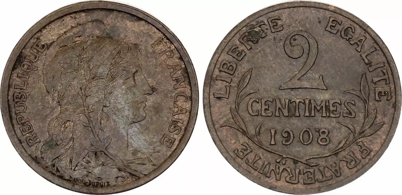 Coin France 2 centimes Dupuis - Third Republic - 1908