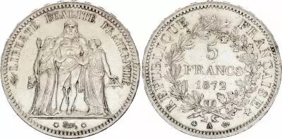 Coin France 5 Francs Hercule - IIIe Republique - 1872 A Paris