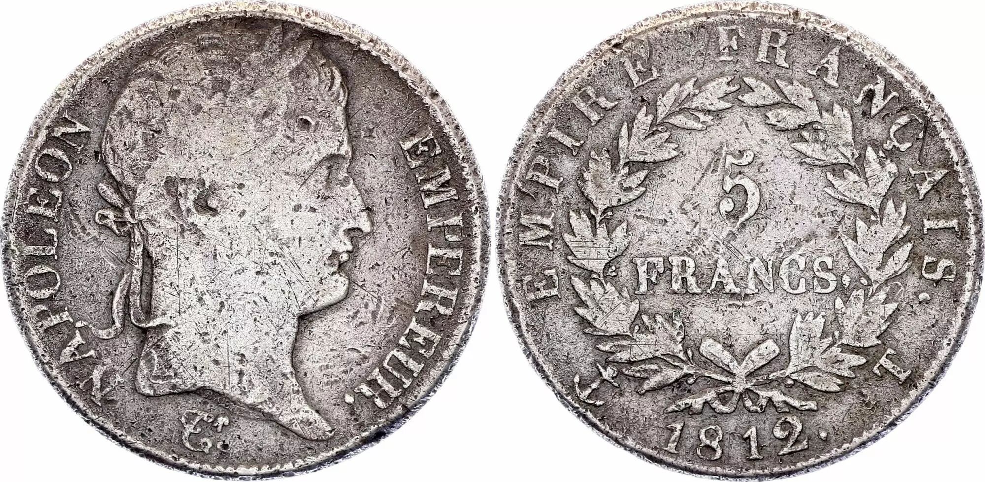 Coin France 5 Francs Napoleon I - 1812 T Nantes - Silver