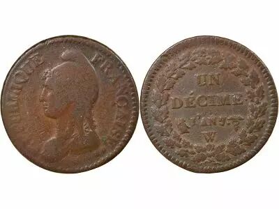 Coin France Decime, Dupré Large Diameter - Year 7/5 W Lille