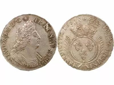 Coin France Louis XIV - Silver Ecu with Palms - 1694 H La Rochelle ...