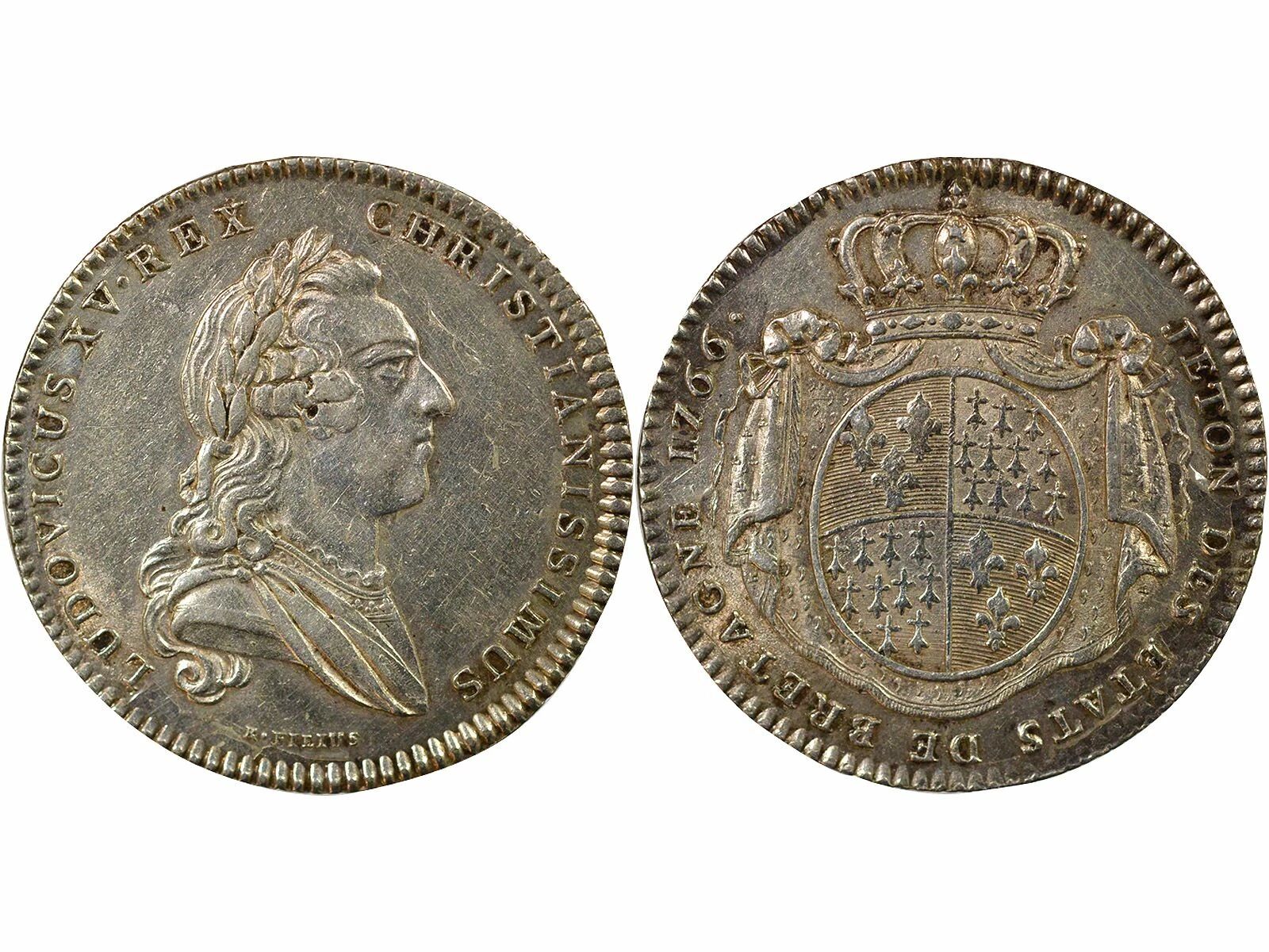 France States of Brittany, Louis XV ? Silver Token - 1766 Rennes