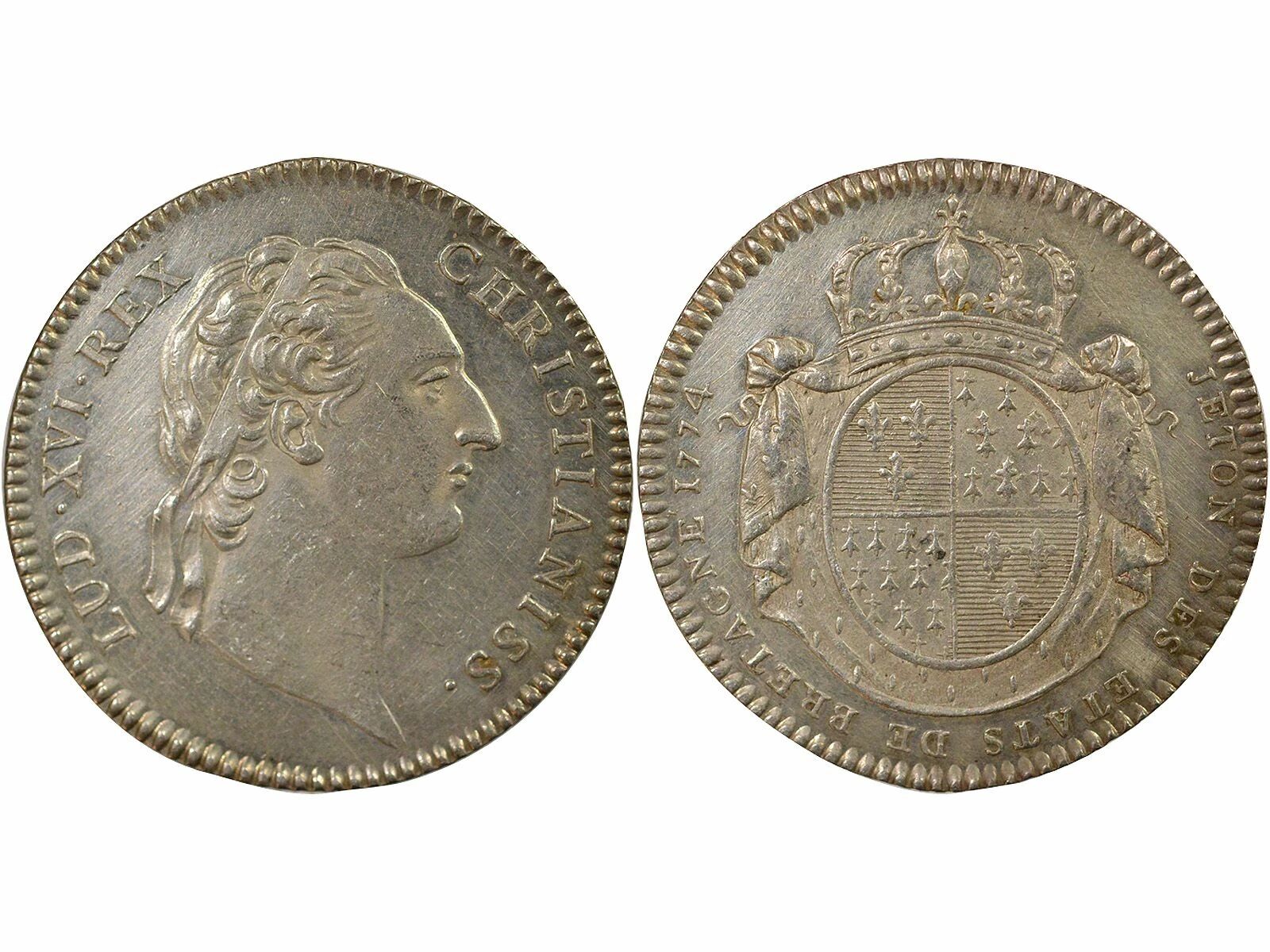 France States of Brittany, Louis XV ? Silver Token - 1774 Rennes