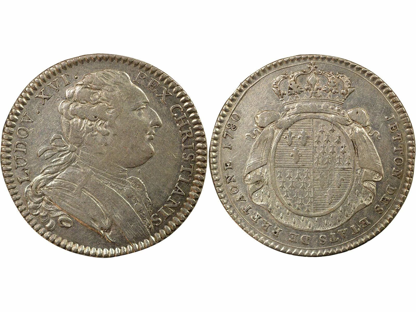 France States of Brittany, Louis XV ? Silver Token - 1780 Rennes