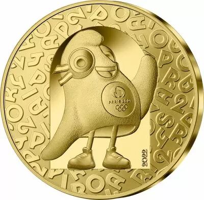 Coin French Mint Mascot Olympic Games PARIS 2024 - 50 Euros GOLD BE 2022