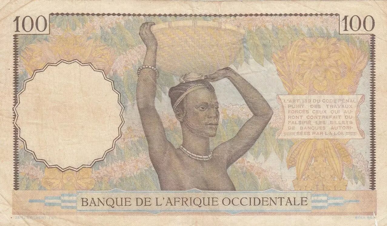 Banknote French West Africa 100 francs - Foulah women - Serial Y.604 - 1941