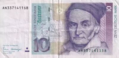 Banknote Germany (Federal Rep.) 10 D Mark - Carl Friedr Gauss - 1989 ...