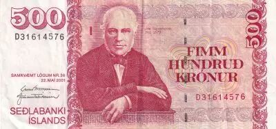 Banknote Iceland 500 Kronur - Jon Sigurdsson - 2001 - P.58
