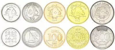 Coin Lebanon 25,50,100,250 and 500 Livres - 2002-2018 - AU