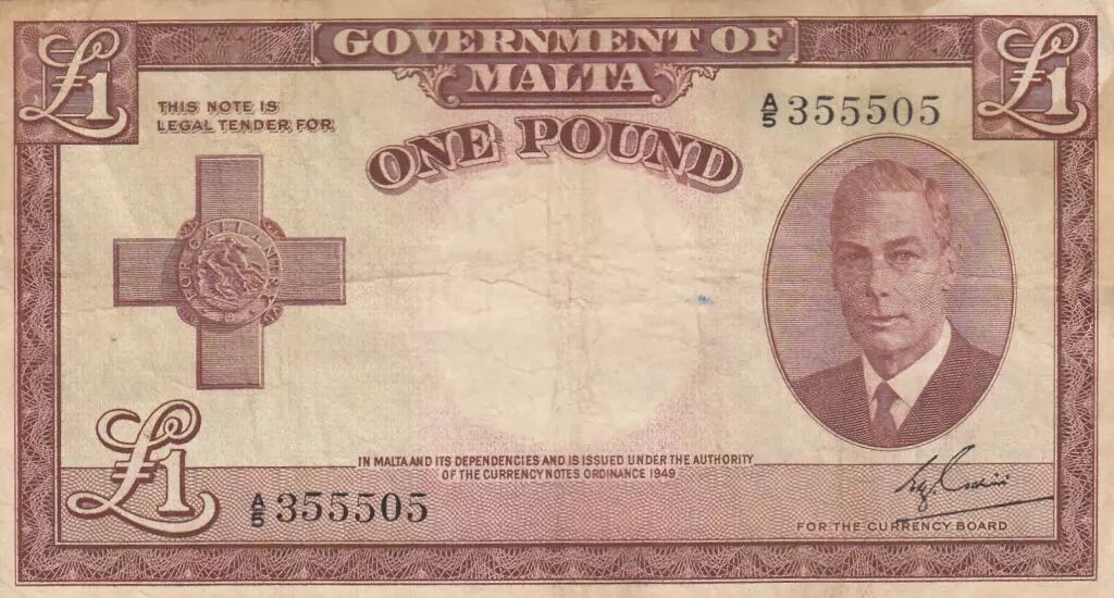 Banknote Malta 1 Pound L.1949 - George VI - A/5 355505