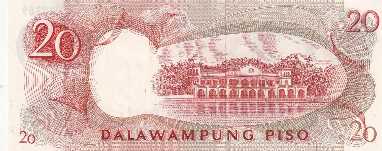 Banknote Philippines 20 Piso - M.L. Quezon - Malakanyang Palace - 1969 ...