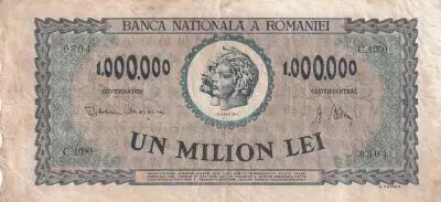 Banknote Romania 1000000 Lei - Trajan and Decebal - Serial C.1090 - 1947