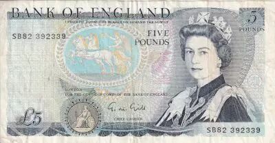 Banknote United Kingdom 5 Pounds - Elizabeth II - Duke of Wellington ...