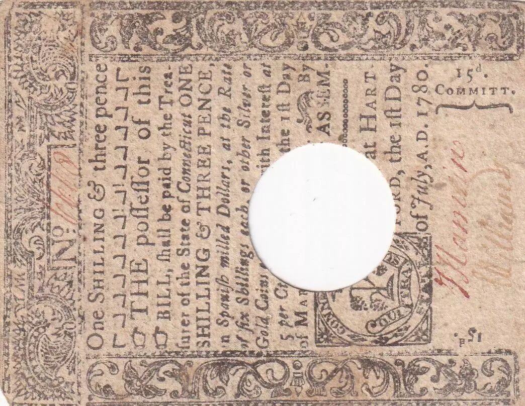 Billet USA 1 Shilling 3 Pence - Connecticut - 01-07-1780